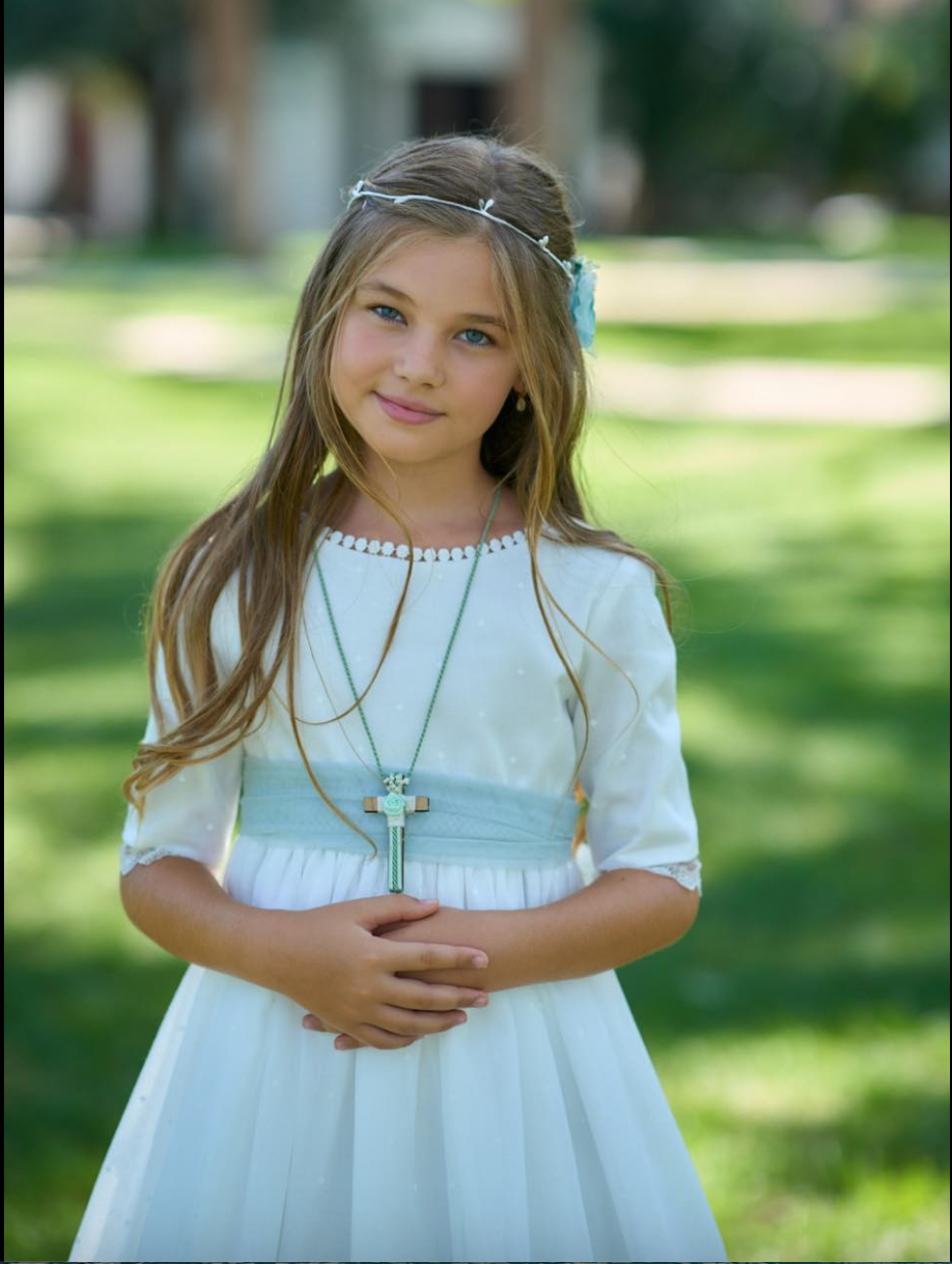 Communion dress Elena / Optional Chiffon sash