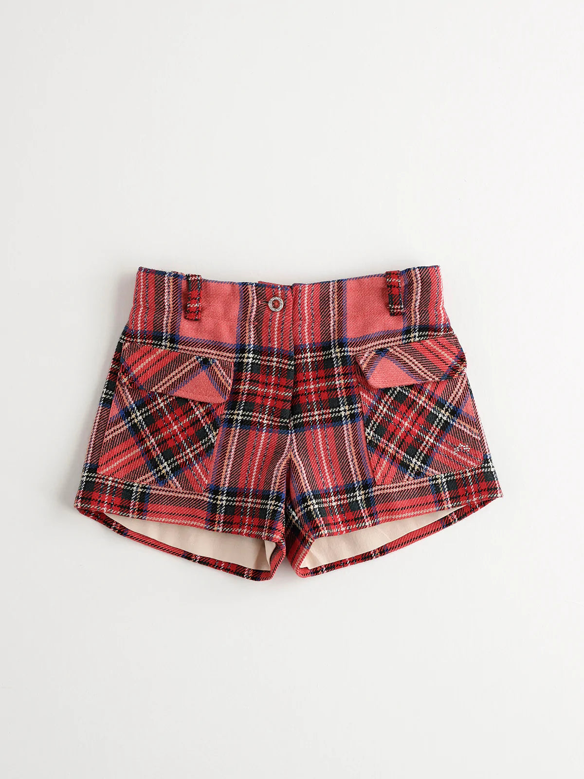 STYLISH RED TARTAN SHORTS FOR GIRL